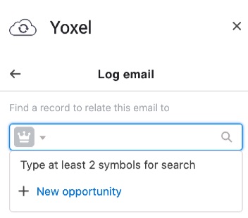 Yoxel | Log email and create opportunity.